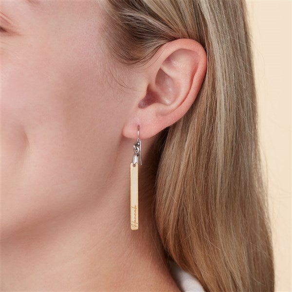 Wooden Bar Personalized Dangle Earrings