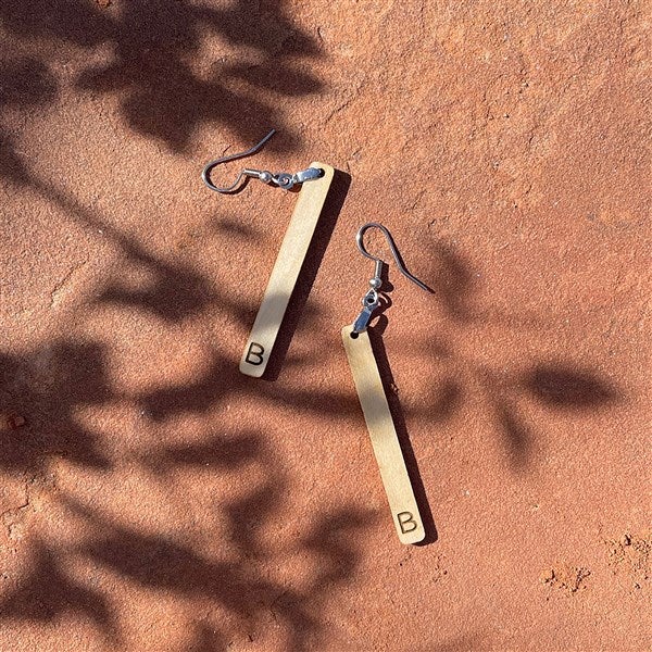 Wooden Bar Personalized Dangle Earrings