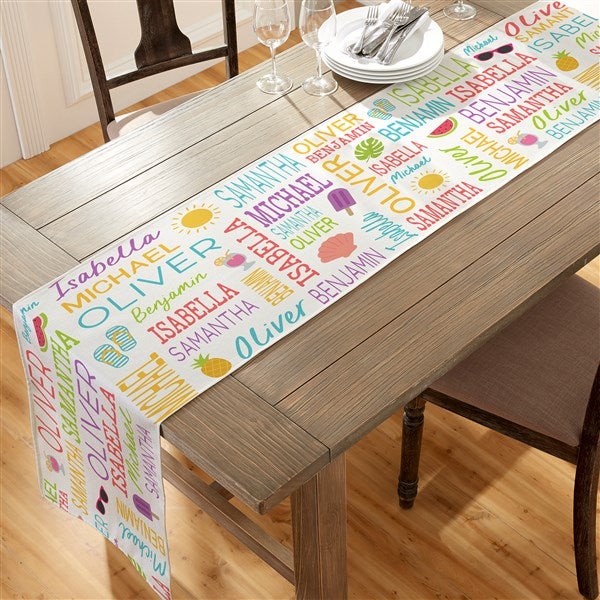 Summer Repeating Name Personalized Table Runner