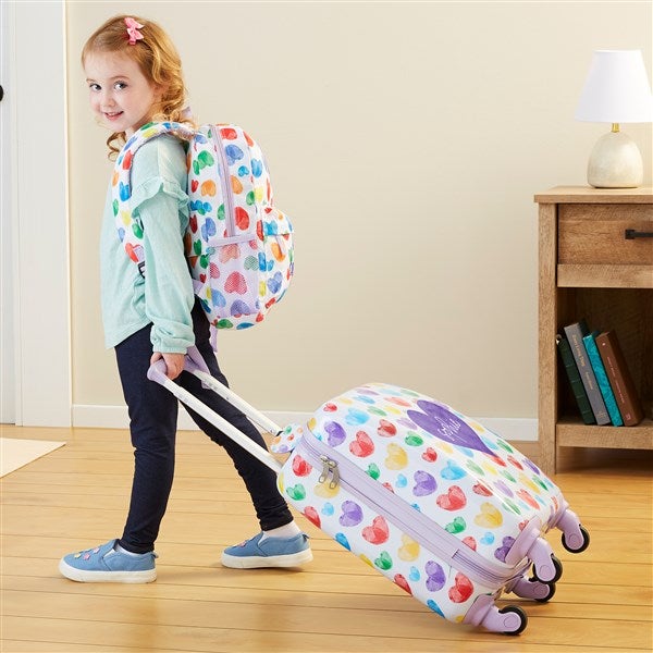 Hearts Personalized Girls Rolling Luggage Bag Set