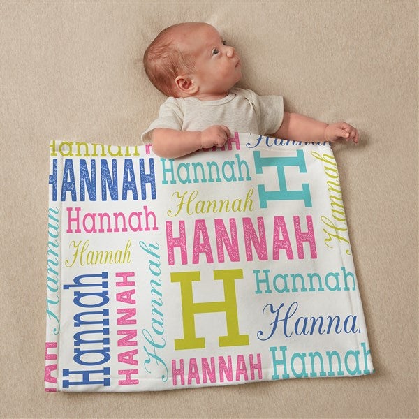 Trendy Repeating Name Personalized Mini Lovey Baby Blankie