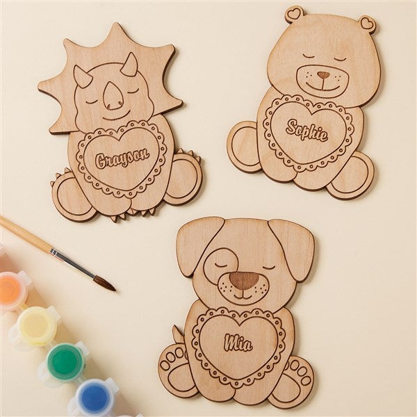 Valentine's Day Personalized Kids Wooden Paintable Toy