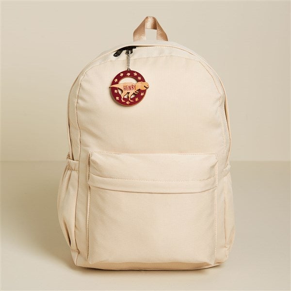 Dinosaur Personalized Wood Backpack Tag - Red Poplar