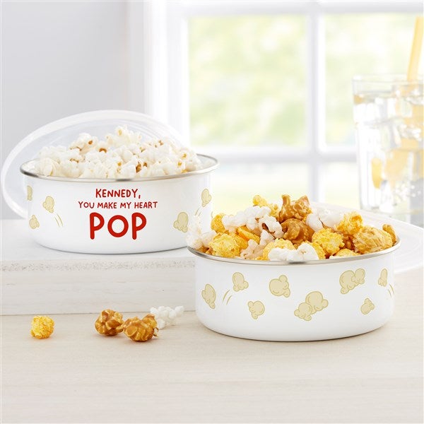Pop of Love Personalized Enamel Snack Bowl