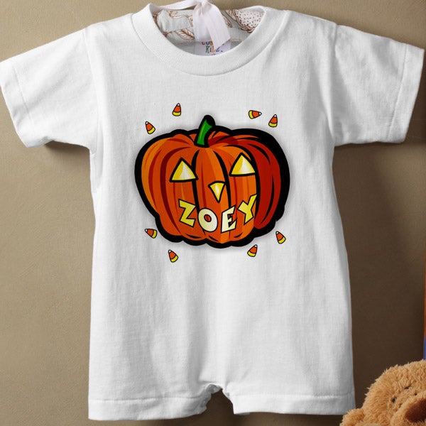 Personalized Kids Halloween T Shirts - Smiling Pumpkin