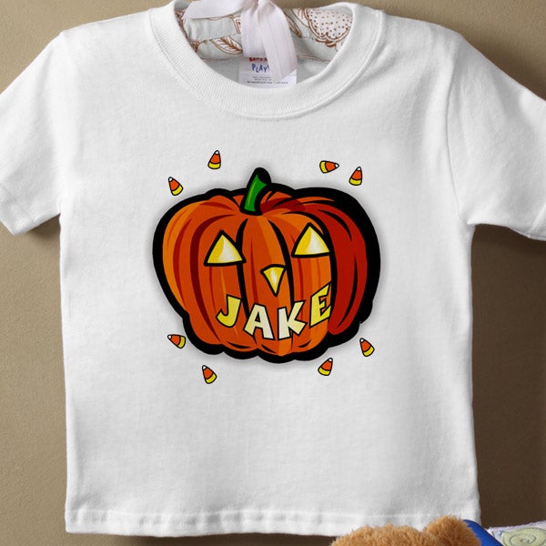 Personalized Kids Halloween T Shirts - Smiling Pumpkin