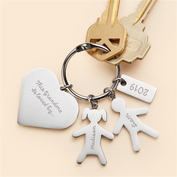 Family Forever Engraved Heart Keychain - Heart Charm