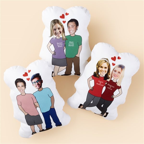 Couples Personalized Photo Character Throw Pillow