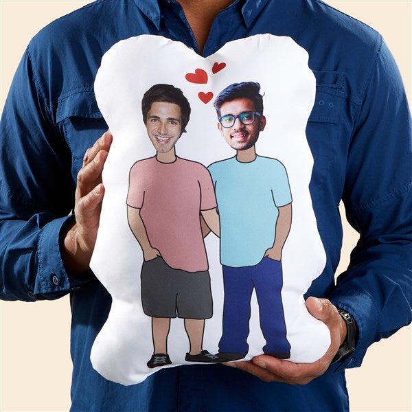 Couples Personalized Photo Character Throw Pillow