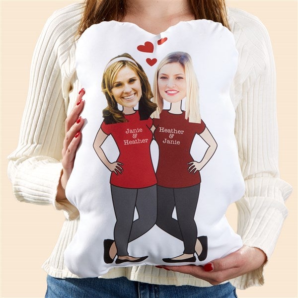 Couples Personalized Photo Character Throw Pillow