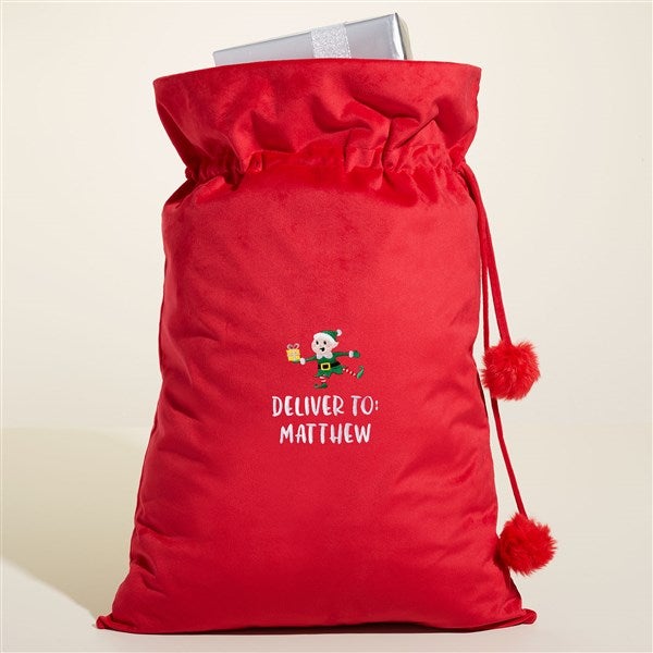 Christmas Characters Embroidered Red Santa Sack