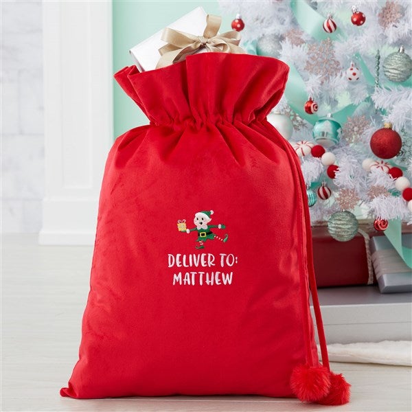 Christmas Characters Embroidered Red Santa Sack
