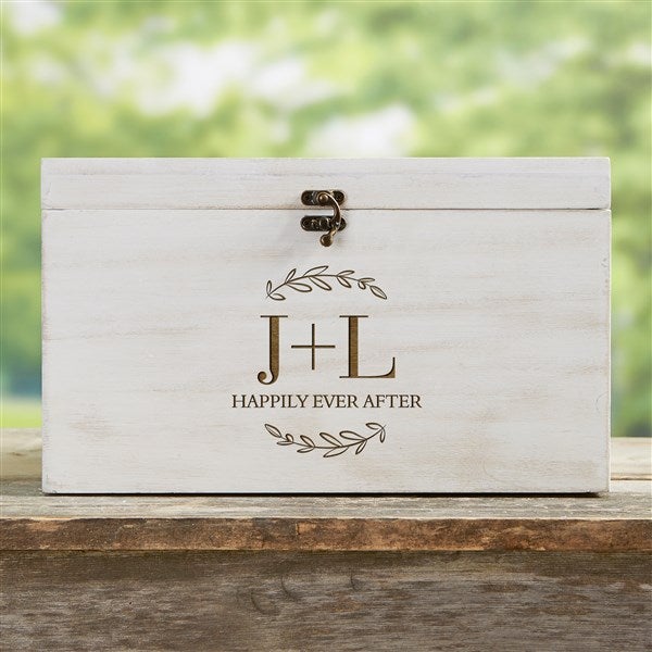 Their Initials Engraved Wedding Wooden Keepsake Card Box