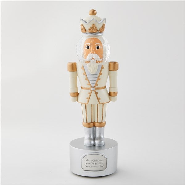 Engraved Figural Nutcracker Musical Snow Globe with Light Skin Tone