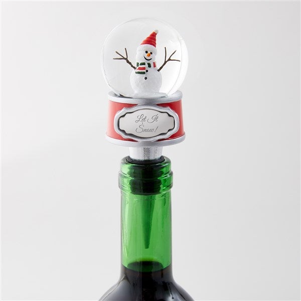 Engraved Mini Snowman Snow Globe Wine Bottle Stopper