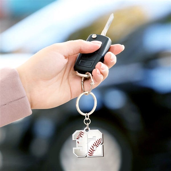 Personalized Baseball Number Key Ring