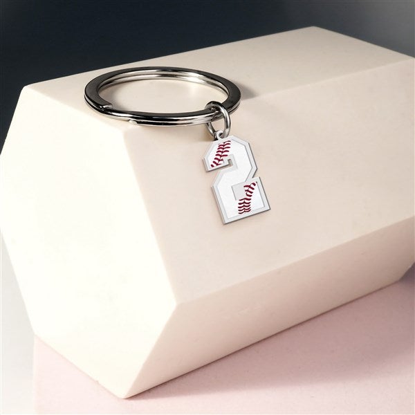 Personalized Baseball Number Key Ring