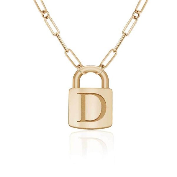 Personalized Initial Padlock Necklace - Gold Plate