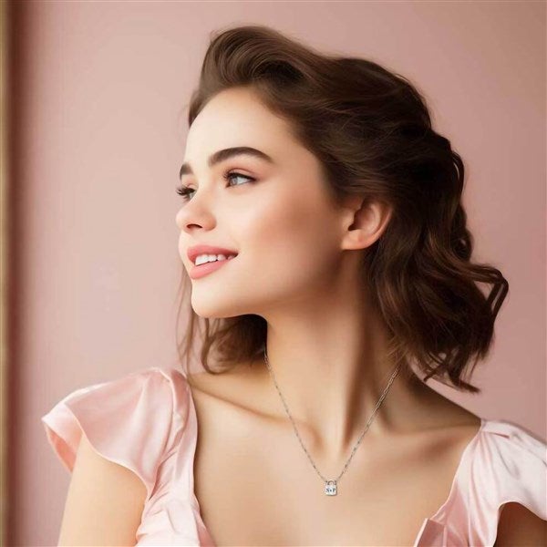 Personalized Initial & Photo Padlock Necklace