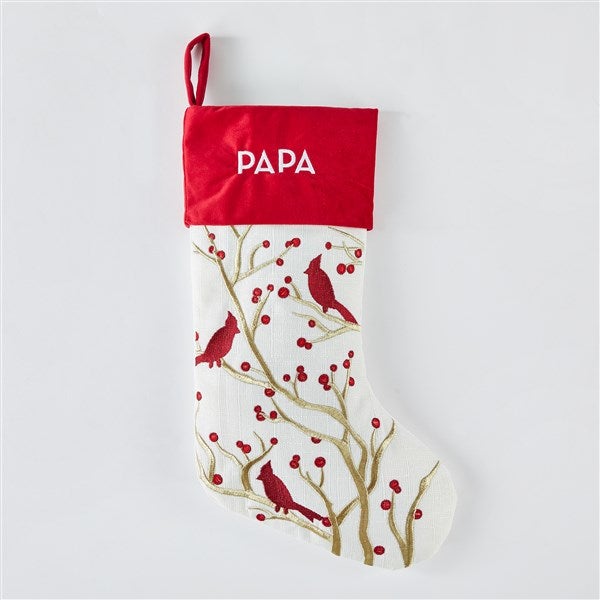 Embroidered Cardinal Stocking