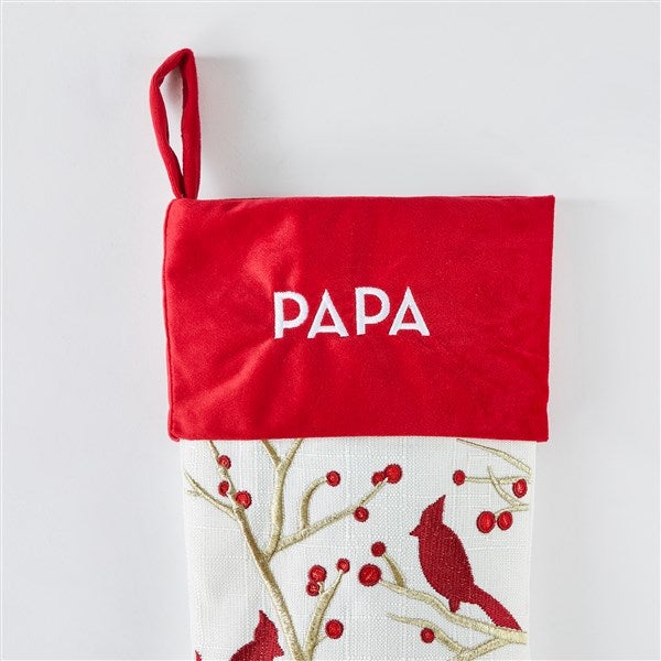 Embroidered Cardinal Stocking