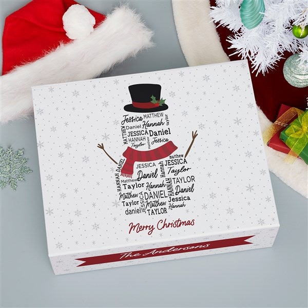 Snowman Repeating Name Personalized Christmas Keepsake Boxes