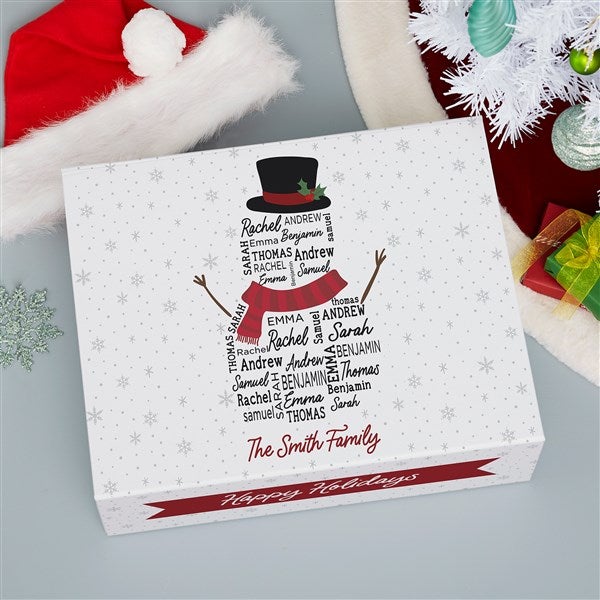 Snowman Repeating Name Personalized Christmas Keepsake Boxes