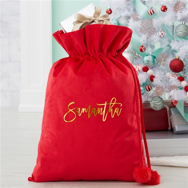 Glistening Name Metallic Foil Personalized Red Santa Sack