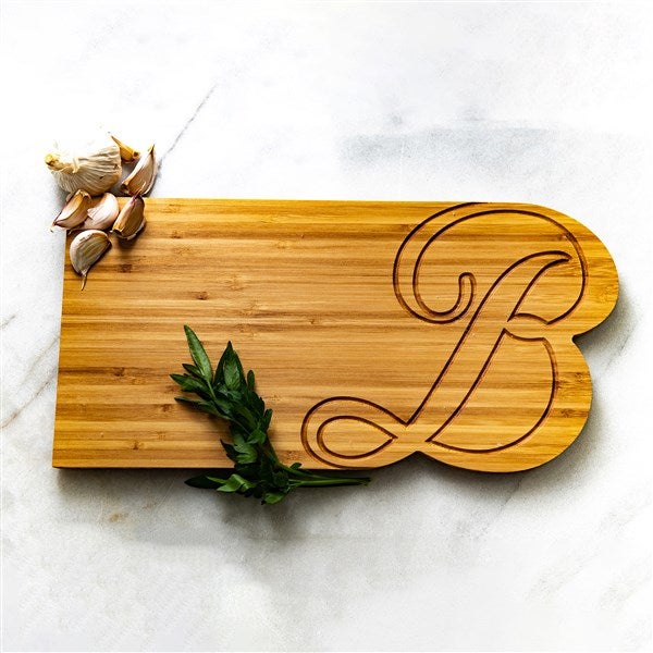 Personalized Minimalist Initial Bamboo Charcuterie Board