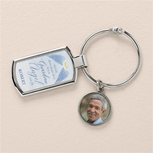 Guardian Angel Personalized Photo Charm Keychain