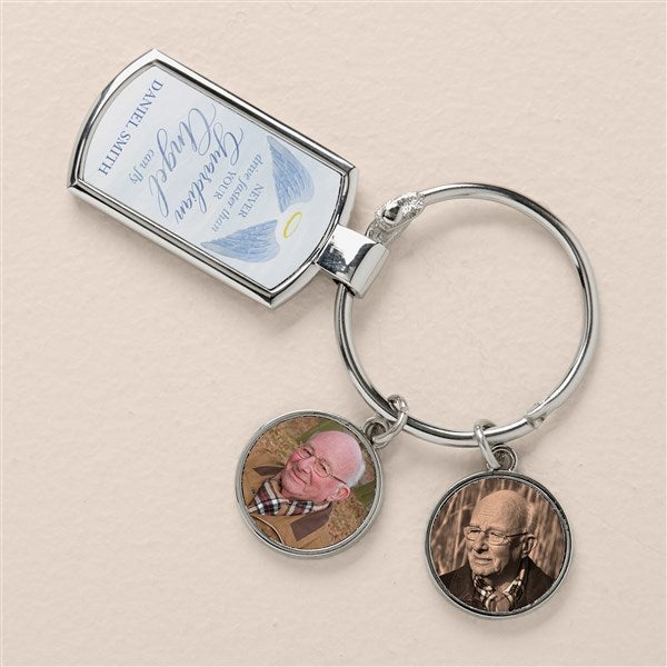 Guardian Angel Personalized Photo Charm Keychain