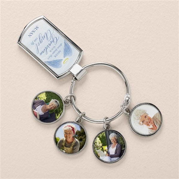 Guardian Angel Personalized Photo Charm Keychain