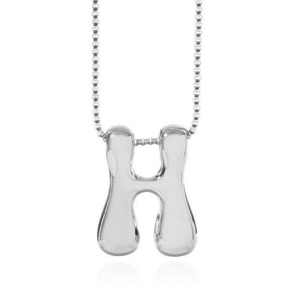Custom Bubble Letter Initial Necklace