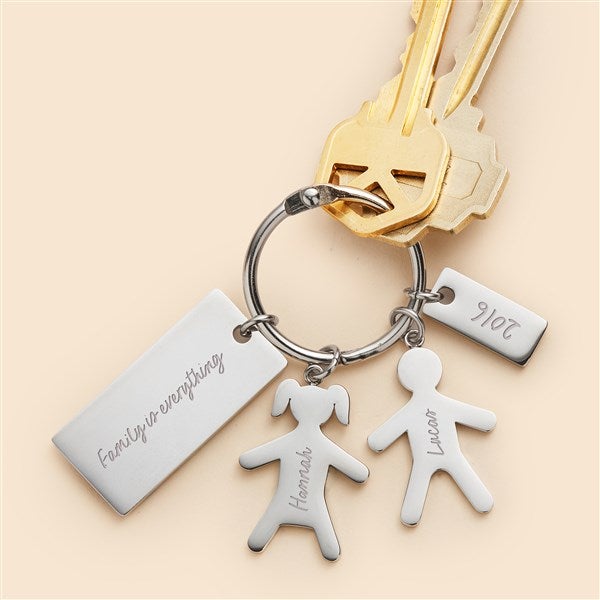 Family Forever Engraved Keychain