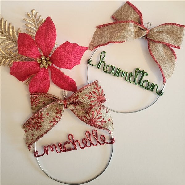 Personalized Round Wire Last Name Ornament