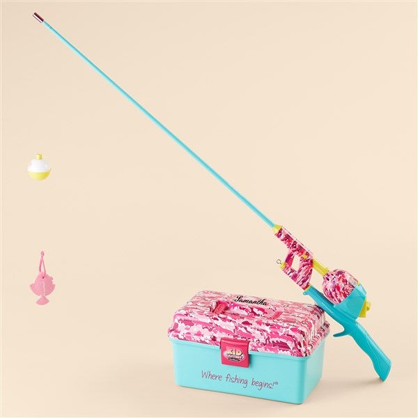 Personalized Kids Pink Camo Tackle Box & Fishing Pole