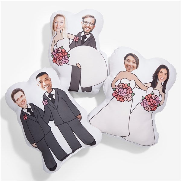 Wedding Personalized Photo Bride and Bride Character Throw Pillow