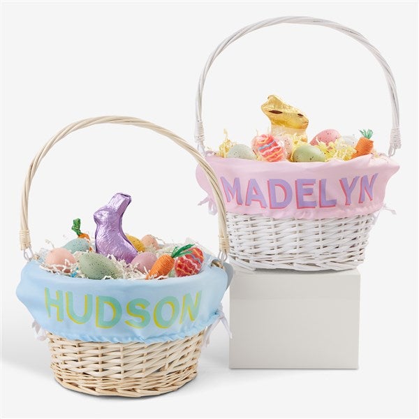 Shadow Name Personalized Easter Basket with Folding Handle