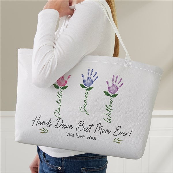 Family Handprint Art Personalized Tote Bag