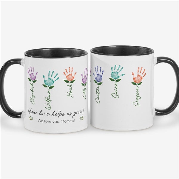Family Handprint Art Personalized Coffee Mug - Black