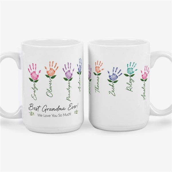 Family Handprint Art Personalized Coffee Mug - Large