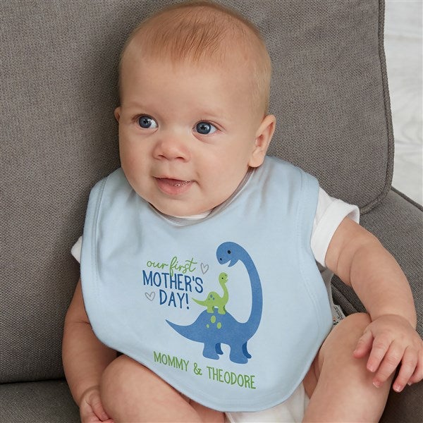 First Mother's Day Dino Personalized Baby Bibs