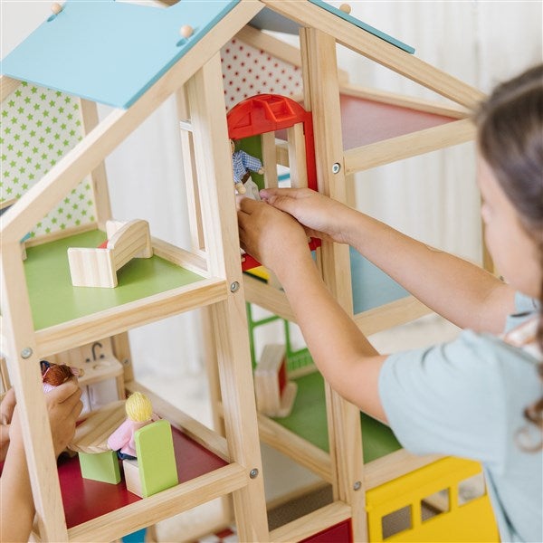 Melissa & Doug Wooden Hi-Rise Toy Dollhouse