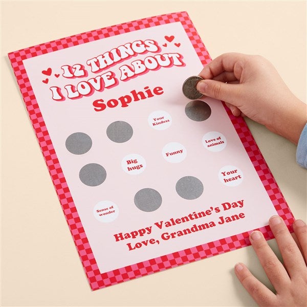 12 Things I Love About You Personalized Scratch Off Game for Girls