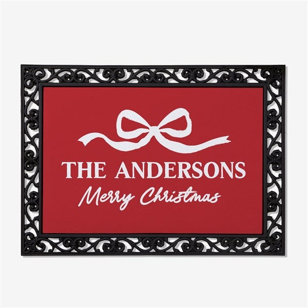 Holiday Bow Personalized Christmas Doormats