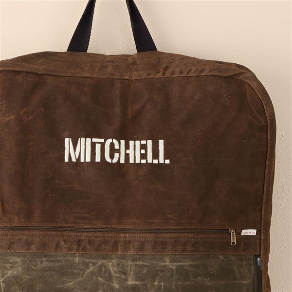 Embroidered Waxed Canvas Garment Bag