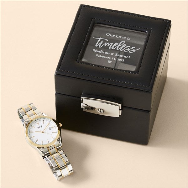 Personalized Men's Bulova Watch and Personalized Watch Box Gift Set