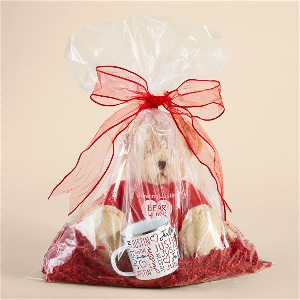 Valentine Personalized Teddy Bear and Enamel Mug Gift Bundle