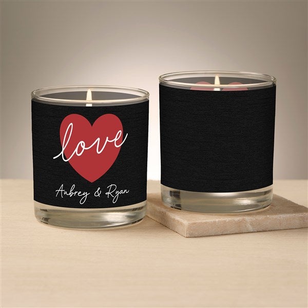 Romantic Date Night Personalized Glass Candle - Heart