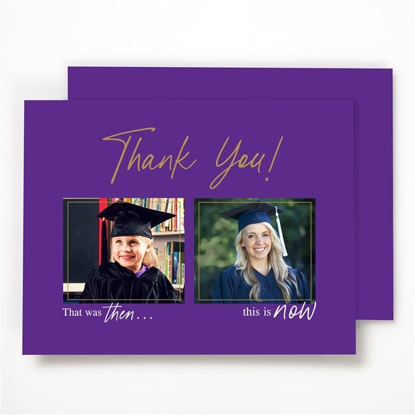 Then & Now Graduation Personalized Thank You Cards
